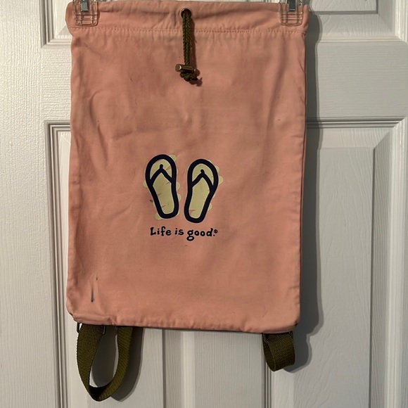 Life Is Good | Bags | Life Is Good Peachy Pink Canvas Cinch Backpack ...